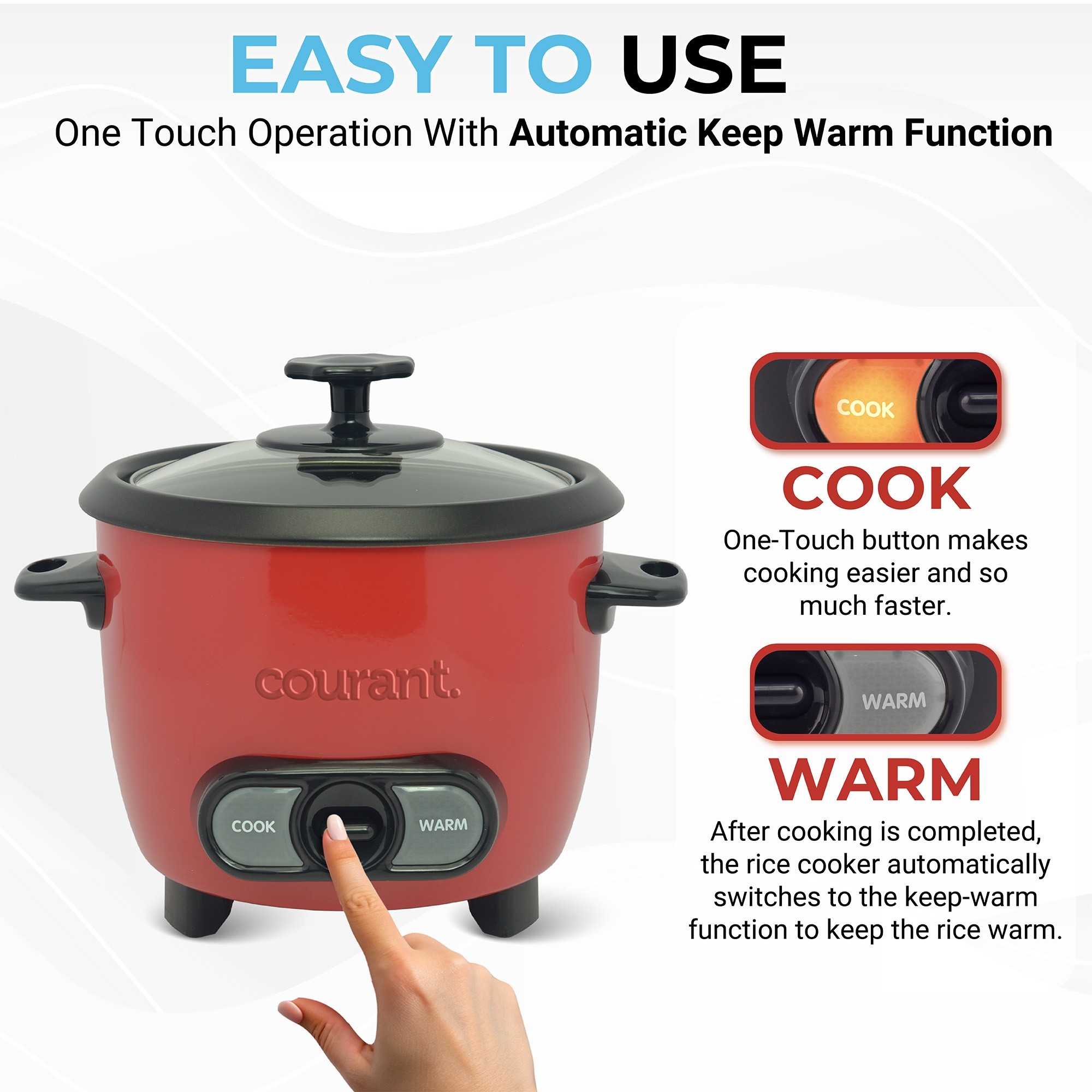 6 Cups Cooked / 3 Cups Uncooked Rice Cooker - Red