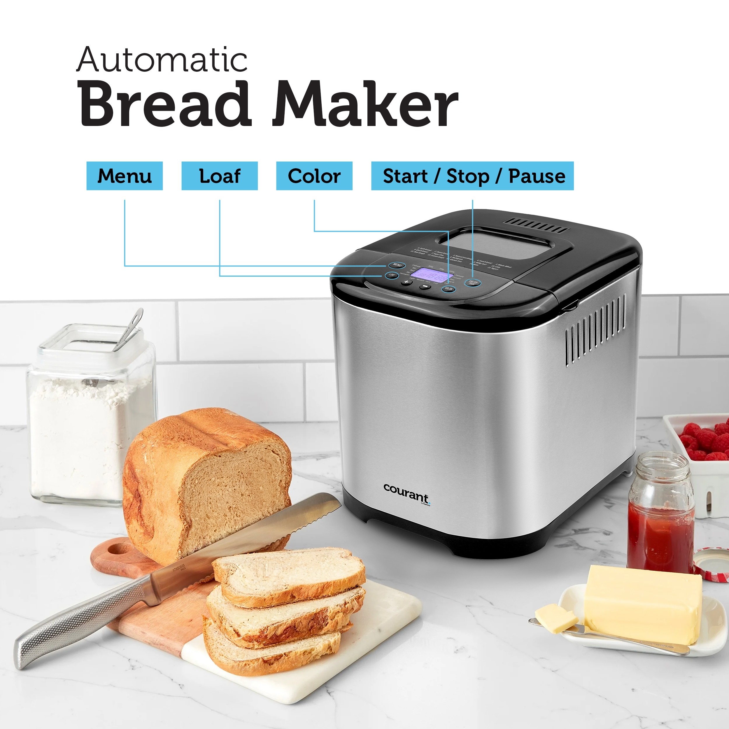 Courant 2 Lbs. Automatic Bread Maker - Stainless Steel