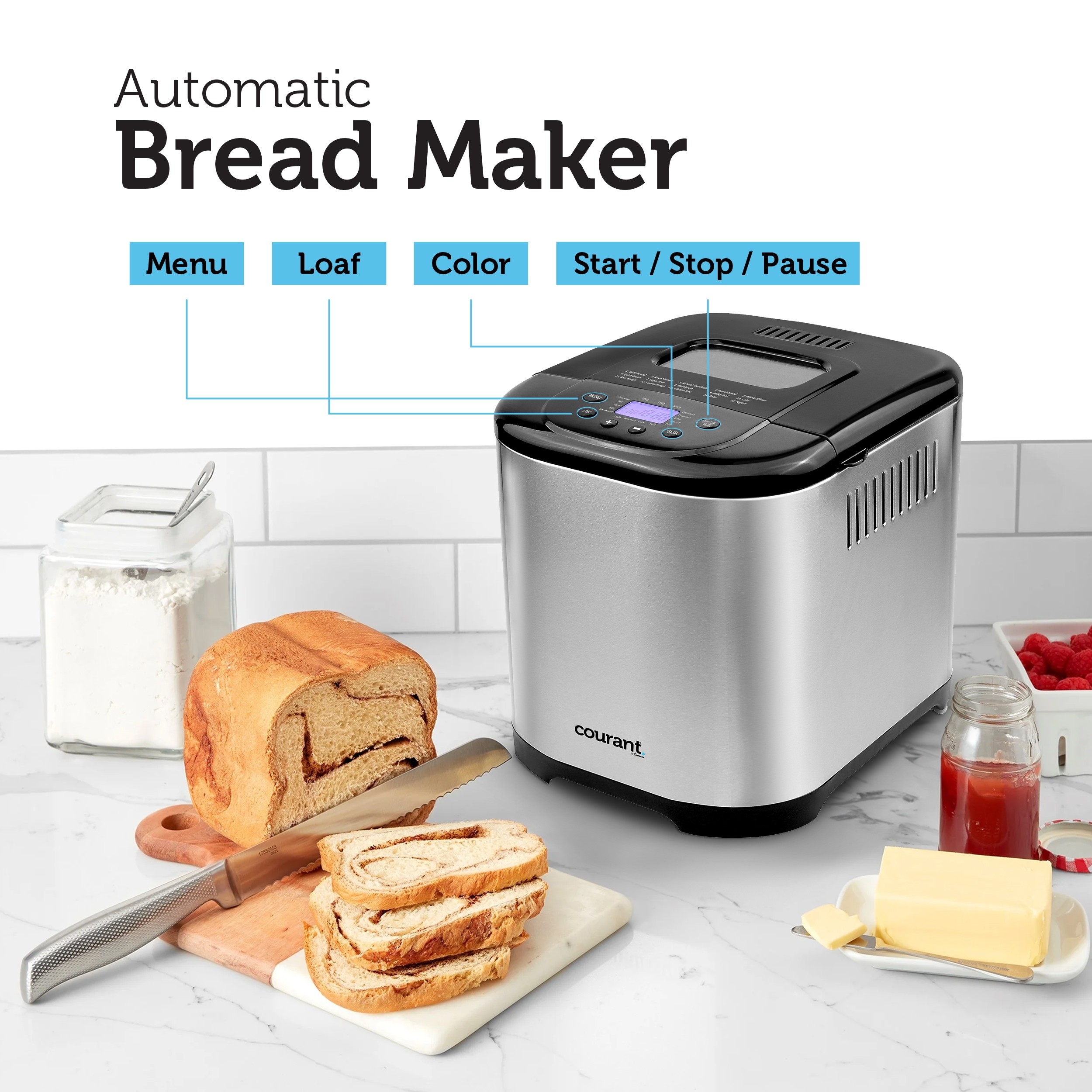 Courant 2 Lbs. Automatic Bread Maker - Stainless Steel