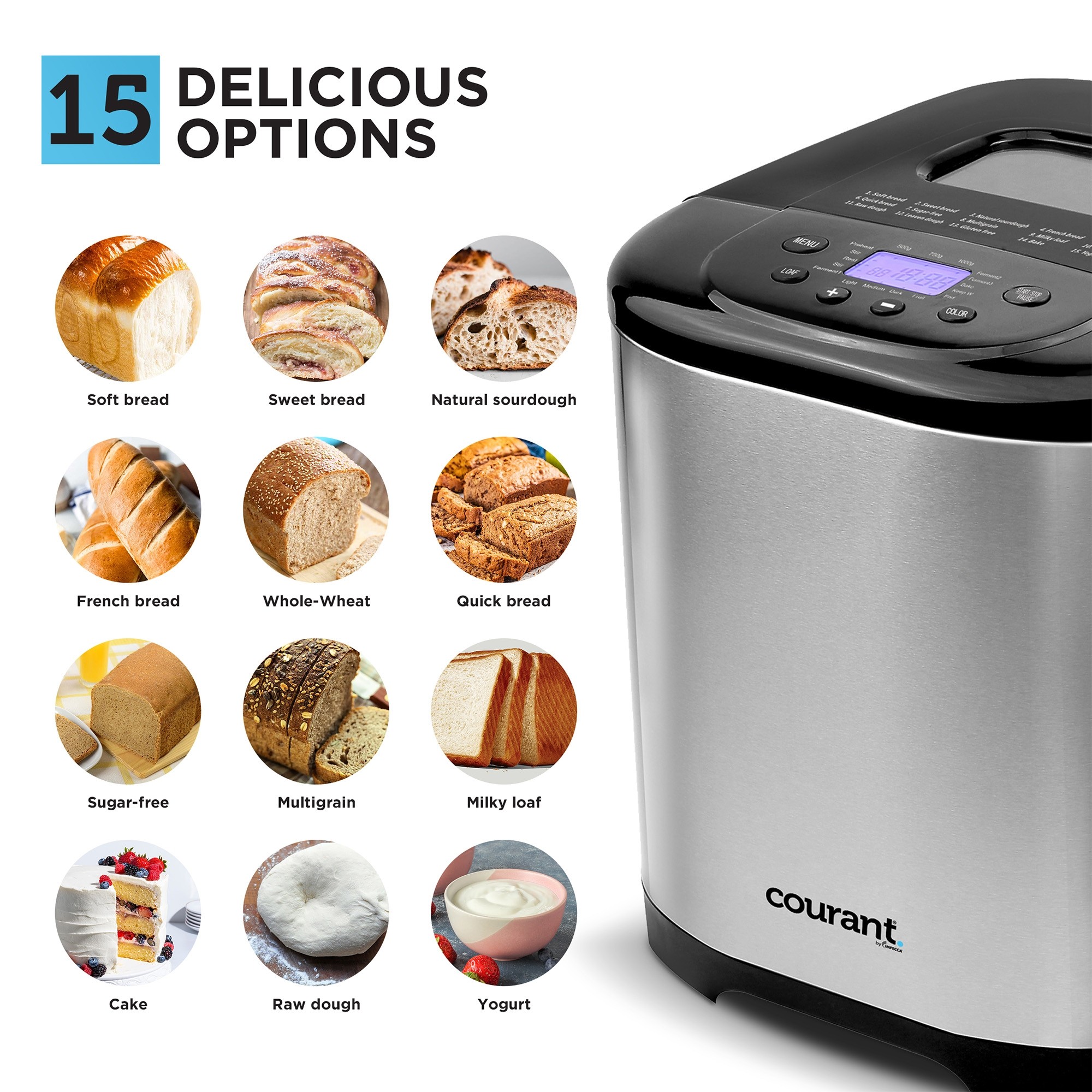 Courant 2 Lbs. Automatic Bread Maker - Stainless Steel