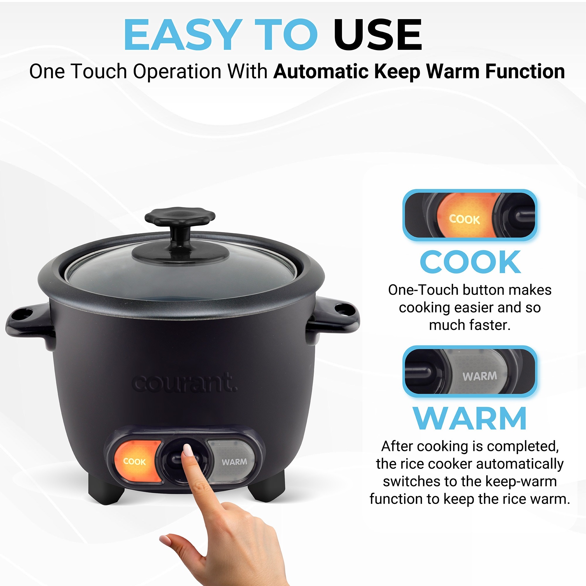 8 Cups Cooked / 4 Cups Uncooked Rice Cooker - Black