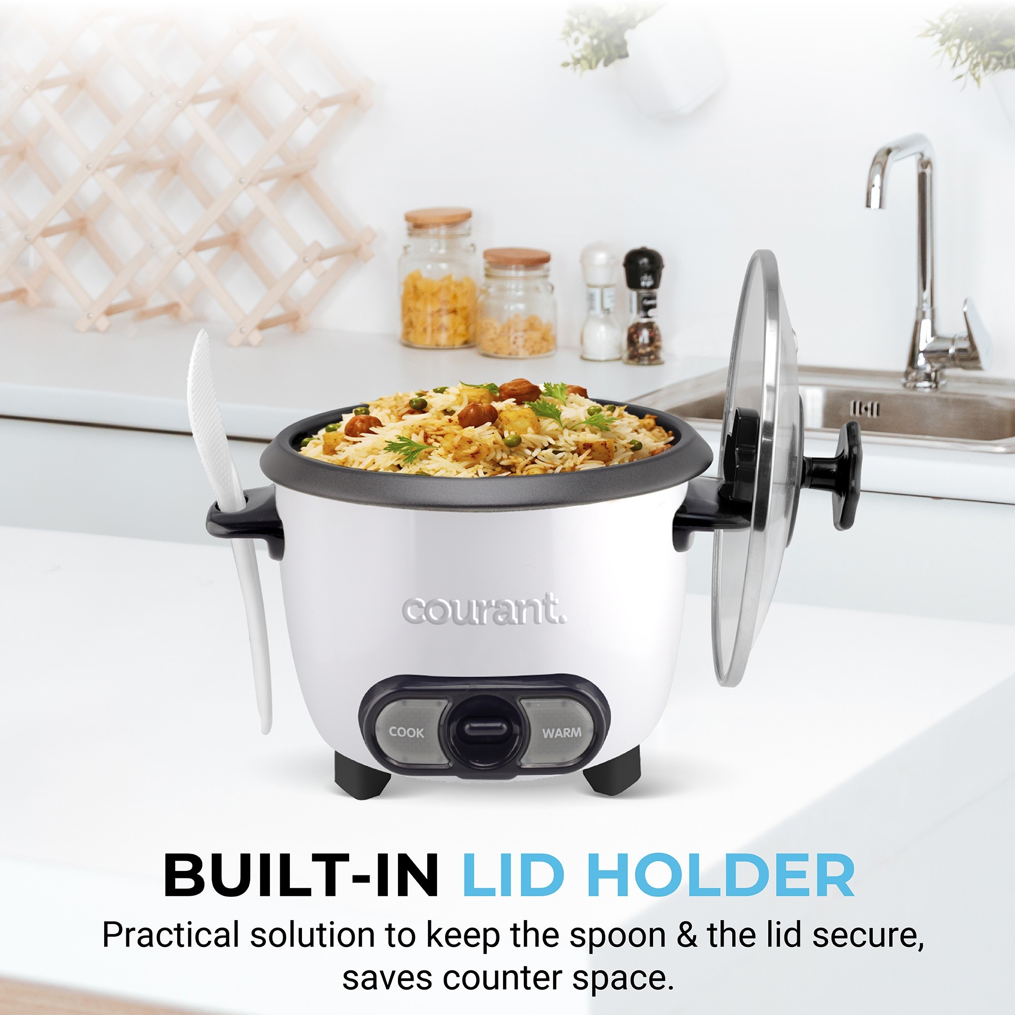 8 Cups Cooked / 4 Cups Uncooked Rice Cooker - White